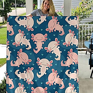 Fleece Blanket Axolotl Throw Blanket - Super Soft Cozy Lightweight Blanket for Couch, Sofa, Bed, Camping, Travel - Microfiber Blanket Gift