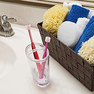 Brilliant Soft Bristle Toothbrush for Adults - Round Brush Head Micro-Fine, Rounded-Tip 360 Degree All Around Bristles, Sensitive Tooth Brush, Oral Hygiene Products, Red, 1 Count