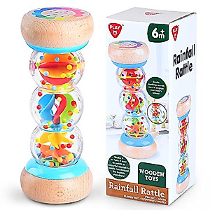 Rainmaker - 7 inch Wooden Rain Stick Montessori Toys for Babies 6-12 Months,Baby Rattle Shaker Sensory Developmental Toy,Raindrops Musical Instrument baby musical toys for 1 year old toddler kids