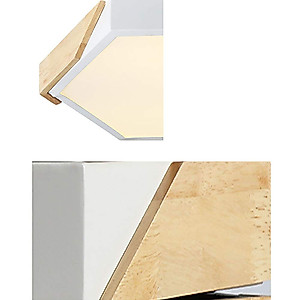 ZZZYZ Modern White Wooden LED Ceiling Light Fixture with Remote Ceiling Lamp Dimmable Hexagon Ceiling Light for Living Room Bedroom Kitchen Hallway Entry-Cold White Light 40cm