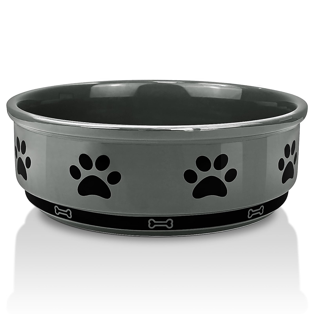 KPWACD Ceramic Pet Bowl for Dogs and Cats, Weighted Non-Slip Dog Bowls Food and Water Dish, Durable Pets Feeding Bowls Suitable for Small, Medium, and Large Dogs, Grey, 70 Oz
