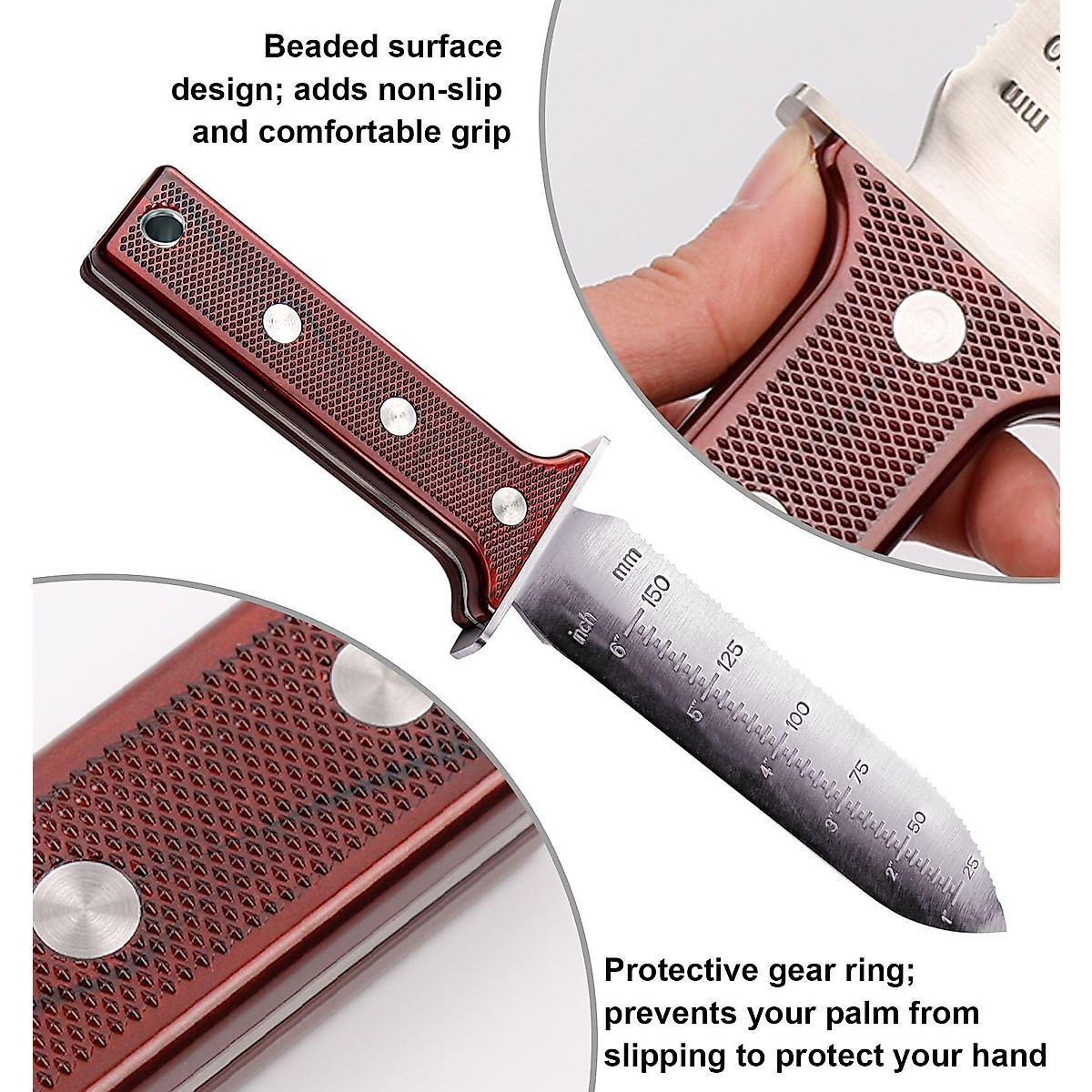 AKAKD Gardening Hori Hori Garden Knife - Gardening Knife,Soil Knife, Serrated Side Weeding Knife,Digging Knife,Garden Knives with Sheath,Full Tang Hori Hori Knife