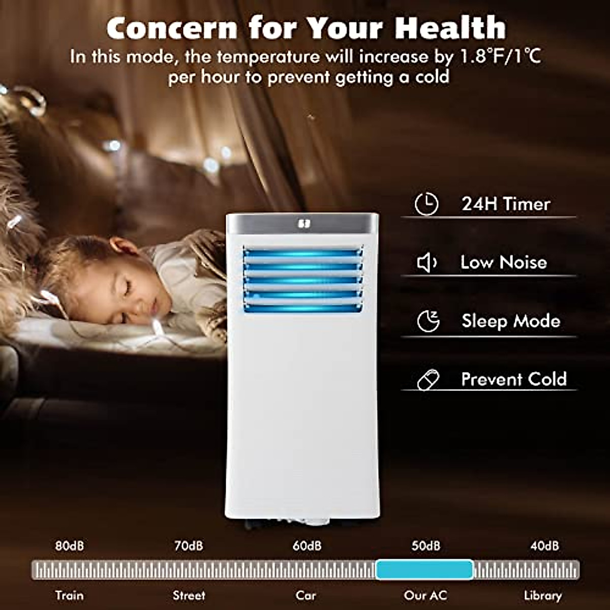 GOFLAME Portable Air Conditioner 10000BTU, 3-IN-1 Air Cooler & Dehumidifier with Remote Control, Sleep Mode, 2 Wind Speeds and 24H Timer Function, Air Cooling Fan with Window Kit for Home Office, White