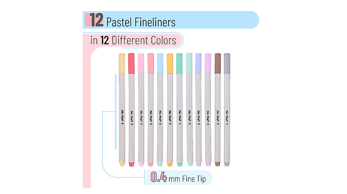 Mr. Pen Pastel Fineliner Pens – 12 Pack for Journaling & Art