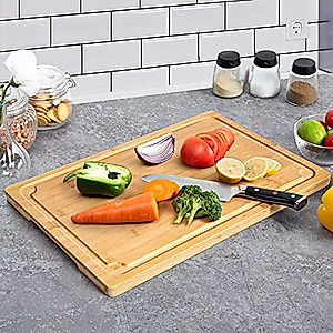 2XLarge Cutting Board, 20" Bamboo Cutting Boards for Kitchen with Juice Groove and Handles Kitchen Chopping Board for Meat Cheese board Heavy Duty Serving Tray, 2XL, Empune