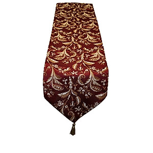 Luxury Damask 13" X 90" Burgundy Table Runner