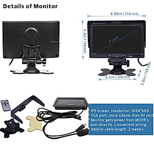 JOINLGO 4-CH 1080P AHD Car Camera System Mobile Vehicle Car DVR Loop Real-time Video Recording 4Pcs 2.0MP HD Waterproof IR Rear Back Side View Car Cameras 7 inches VGA Monitor for Truck Bus RV