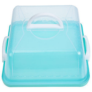 LIFKOME Cake Carrier Storage Container Portable Cake Saver with Handle Clear Square Cake Keeper for Transport Packaging Sky- blue