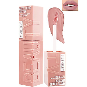 Matte Liquid Lipstick for Women, 1Pcs Highly Pigmented Color Lip Stain Tint, Super Velvet Matte Lip Gloss, Up to 16H Wear, Long Lasting Waterproof Smudge-proof, Non-Stick Cup Lip Makeup-01# Nude Pink