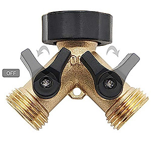 Lifynste 2 Way Brass Hose Splitter, 3/4" Brass Hose Connectors, Y Connector Garden Hose Adapter Connector, 2 Pack