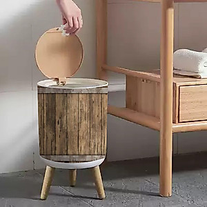 LGCZNWDFHTZ Small Trash Can with Lid for Bathroom Kitchen Office Diaper Barrel Wood Background Bedroom Garbage Trash Bin Dog Proof Waste Basket Cute Decorative