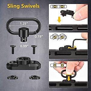 CVLIFE Two-point Sling Adjustable Length, with Anti-Rotation Sling Swivels 2 Pack, Black