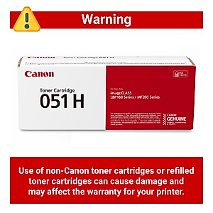 Canon Genuine Toner Cartridge 051 Black, High Capacity (2169C001), 1-Pack, for Canon imageCLASS MF264dw, MF267dw, MF269dw, LBP162dw Laser Printers