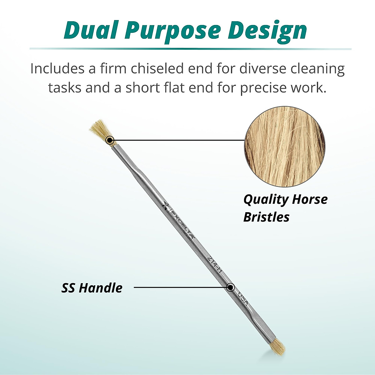 Excelta Anti-Static Applicator Brush, 4.5 Inch, 0.19 Inch Tip, Soft Horse Hair, Heat Resistant Up to 370 Degrees, Precision Electronics Cleaning, Superior