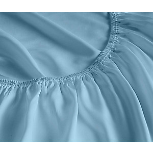 Split King Sheets For Adjustable Bed,Sheets Set with 2 Twin-XL Fitted Sheets,Split King Sheets 5 Pcs , 100% Brushed Microfiber Split Bed Sheets to fit upto 16"Deep Twin XL Mattress (Light Blue)