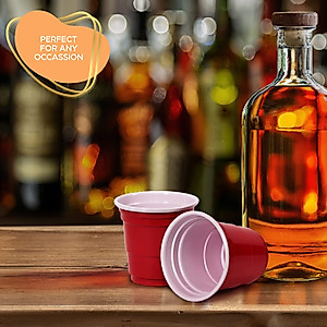 WHISC Disposable Shot Glasses [Pack of 100] - 2oz Red Plastic Shot Cups- Jello Shot, Party, Birthdays, Graduations, Bachelorette, BBQs & More- Mini Tasting/Sample Cups