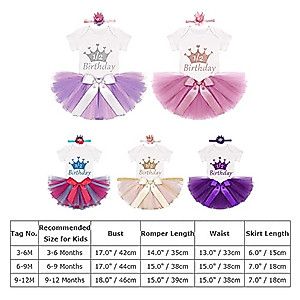 My 1/2 1st Birthday Outfit Baby Girls Shiny Crown Romper + Ruffle Tulle Skirt + Sequins Crown Flower Headband Glitter Party Dress up 3PCS Photo Cake Smash Clothes Set Gold 1/2 Birthday 3-6 Months