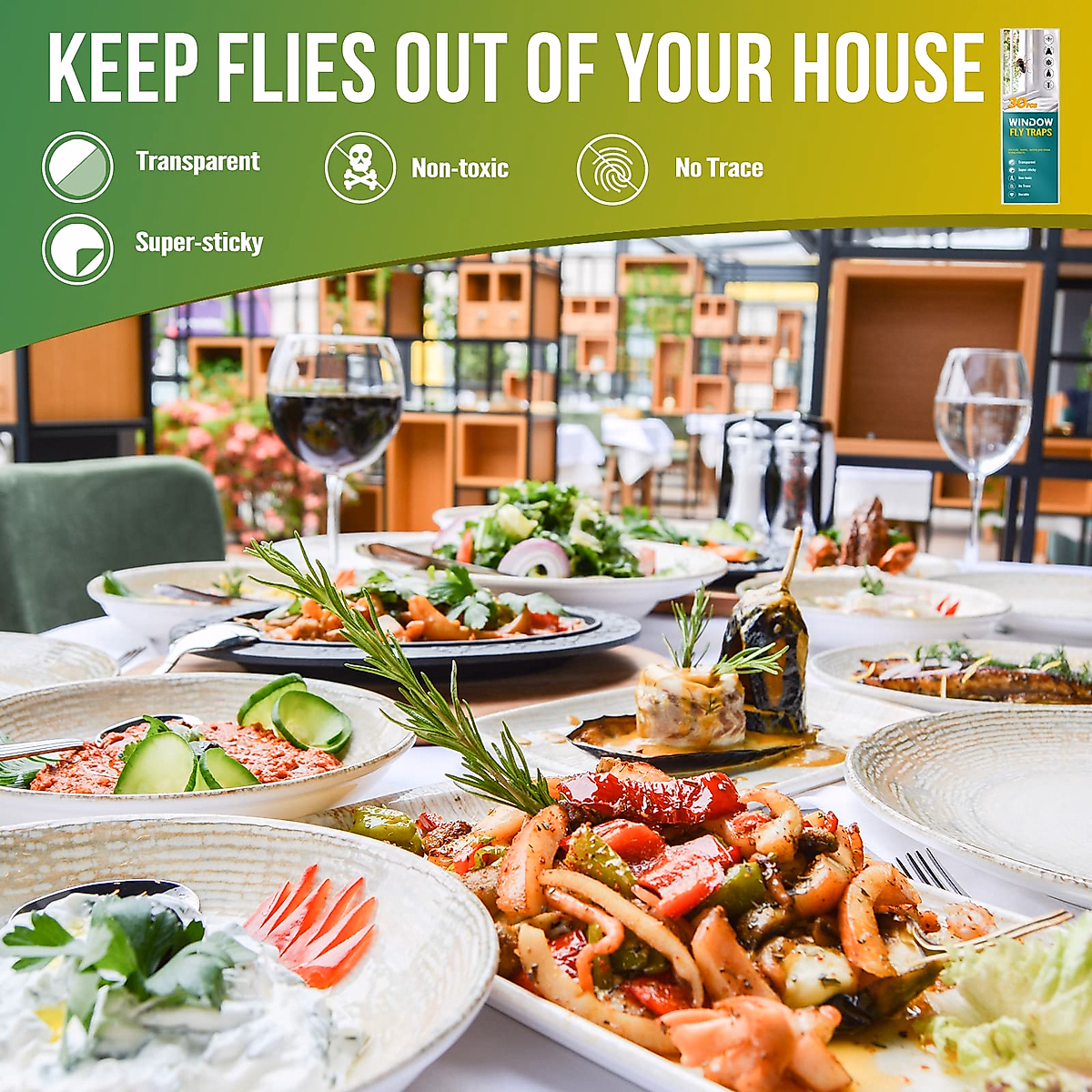 30 Pack Fruit Fly Traps Indoor, Non-Toxic Window Fly Trap Catcher Clear Trap for Home, Flies Traps Kitchen, Paper Sticky Strips, Flying Insect Traps for Bugs Mosquito Gnat, Lady Bug Killer Traps