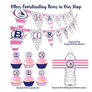 POP parties Nautical RED Happy Birthday Banner Pennant - Sailboat Party Banner - Made in The USA