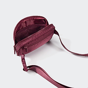 Pander Two Way Zipper Fanny Pack Nylon Everywhere Belt Bag for Women, Water Repellent Waist Packs, Crossbody Bags with Adjustable Strap (Red Merlot).