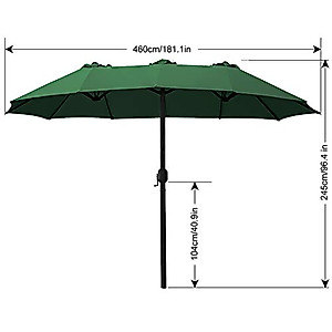 ABCCANOPY 15FT Double-Sided Aluminum Table Patio Umbrella Garden Large Umbrella,Swimming Pool 12+Colors,Green
