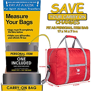 Bago Personal Item Travel Bag For Airlines - Fits As 18x14x8 inches Travel Bag Spirit & Frontier Airlines - Foldable Duffle Bag For Travel - Personal Item Bag Small Carry On Bag For Air Travel