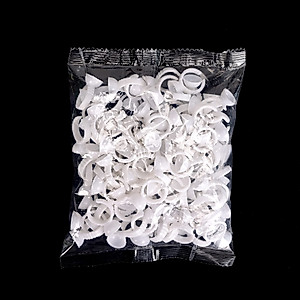 ZXMFDZ 300PCS Glue Rings for Eyelash Extensions Lash Glue Rings Lash Glue Holder Lash Extension Eyelash Extension Supplies Plastic Pigment Ring Cups