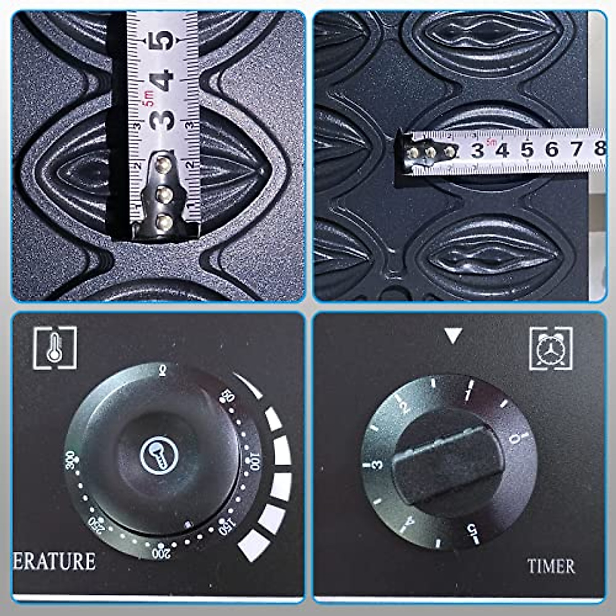 Mvckyi Commercial 10 PCS Small Size Abalone Shape Electric Waffle Maker with removable plates, Non Stick Vagina Waffle Machine Hot Dog Baker, Strange Shape Sausage Female Pussy Grill Waffle Baker for Party Snack Food