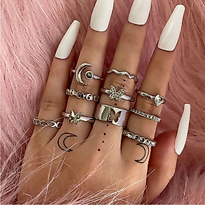 Harry and Henry Gold Stackable Rings for Women Gifts Trendy Stuff Simple Star Moon Knuckle Rings Set Boho Rings Cute Stuff Birthday Gifts Gold Rings Pack Jewelry Gift