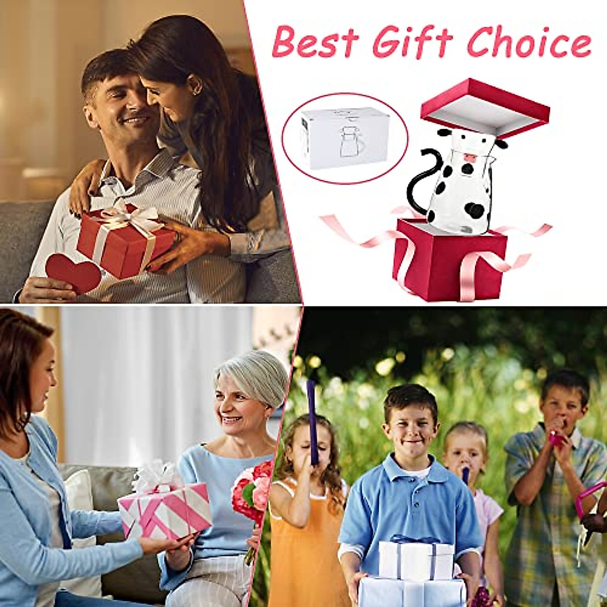 Bedside Water Carafe and Glass Set, 18 OZ Glass Pitcher & 4 OZ Cup, Bedside Night Carafe Pitcher and Water Glass Tumbler Set, Cute Cartoon Cow Glass Water Pitcher with Cup Set for Bedroom (18 oz)