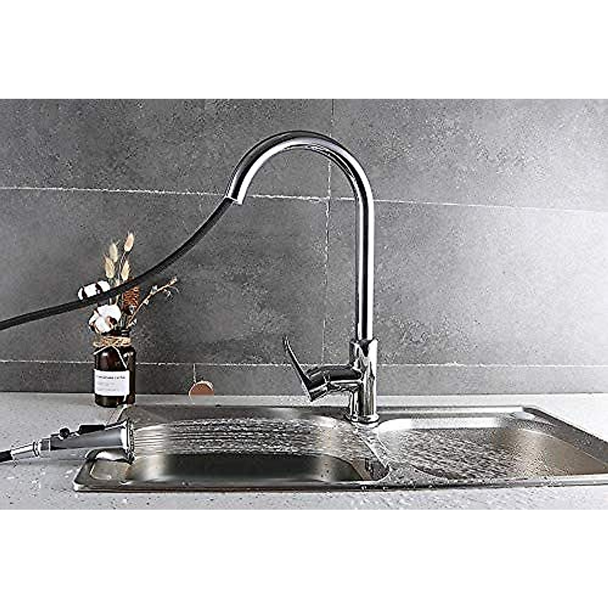 ShiSyan Y-LKUN Kitchen Vegetable Pot Taps Pull Type Rotate Faucet The Two Mode Nozzle Cold Heat Mixing Valve Sink Single Handle Water-tap