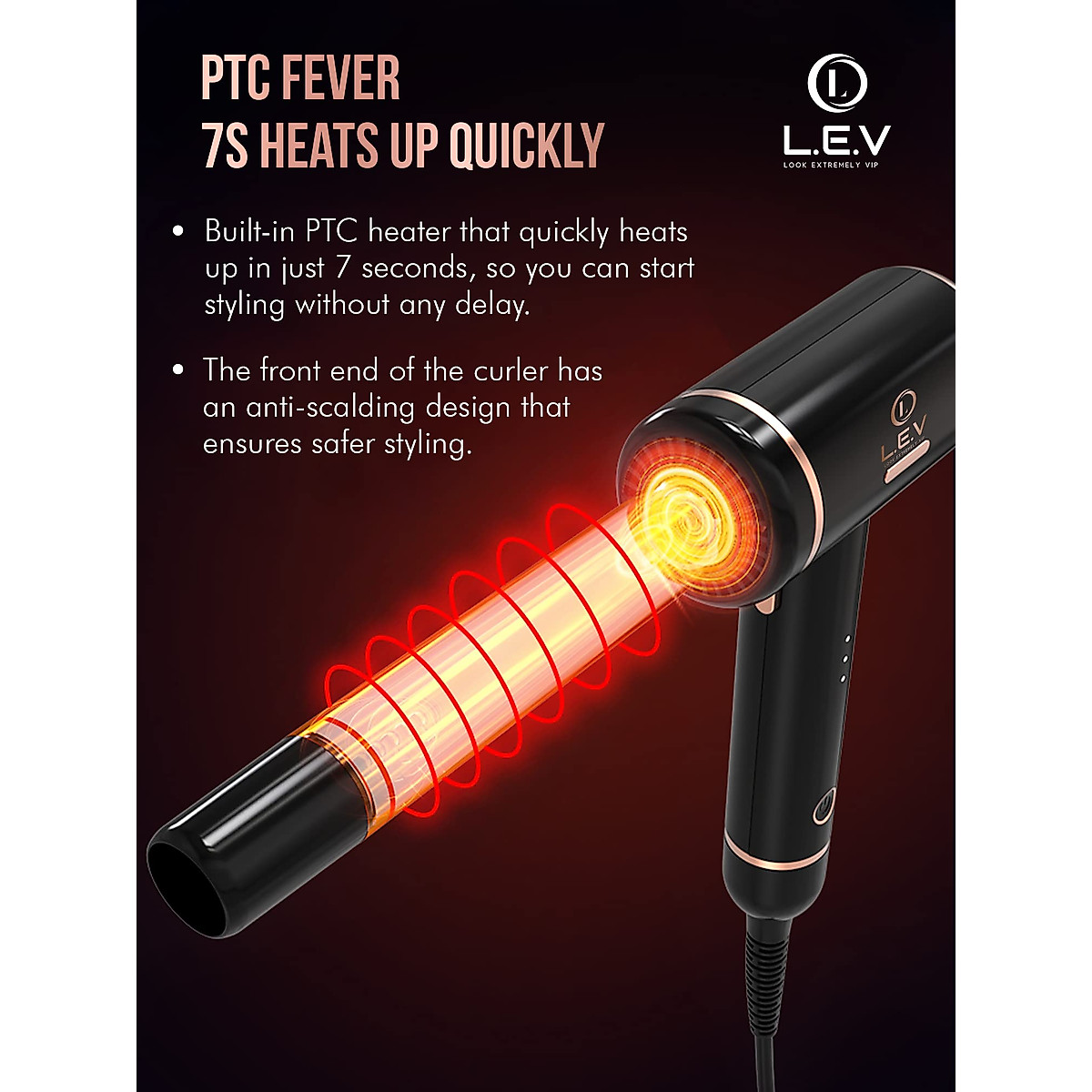 Look Extremely VIP Ceramic Curling Iron with Cooling Air | Curling Wand for Long Lasting Curls | Cordless Hair Curler| 3 Speed Smart Control | Hair Wand and Curling Iron in One