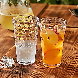 Amazing Abby - Iceberg - 24-Ounce Plastic Tumblers (Set of 8), Plastic Drinking Glasses, All-Clear High-Balls, Reusable Plastic Cups, Stackable, BPA-Free, Shatter-Proof, Dishwasher-Safe