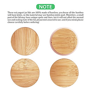 LANSI Oui Yogurt Jar Lids - 8 Pack Oui Lids with Silicone Sealing Rings for Oui Yogurt Jars Bamboo Jar Lids Set with Label and Pen