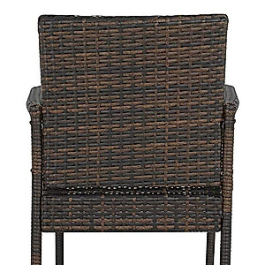 ZenStyle Set of 2 Rattan Style Barstool Brown Wicker Patio Bar Stool Indoor Outdoor with Footrest & Armrest