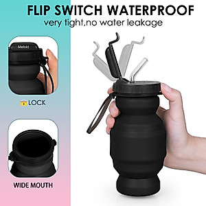 Mefold Water Bottles Collapse Silicone Durable Leak Proof Straw,Foldable Medical Grade BPA-Free,11oz Lightweight bottles for Kids Travel, Portable, Cycling, Hiking, Sports, Gym, Camping 320ML