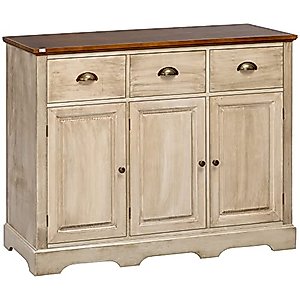 HOMCOM Sideboard Buffet Cabinet with Storage Drawers, Adjustable Shelves, Kitchen Cabinet, Coffee Bar Cabinet, Distressed Natural