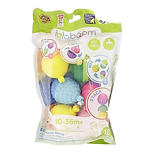 Lalaboom 12 Piece Baby Toddler Beads – Montessori Educational Shape and Color STEM Construction Toy 10 Months to 3 Years - BL100, Multicolor