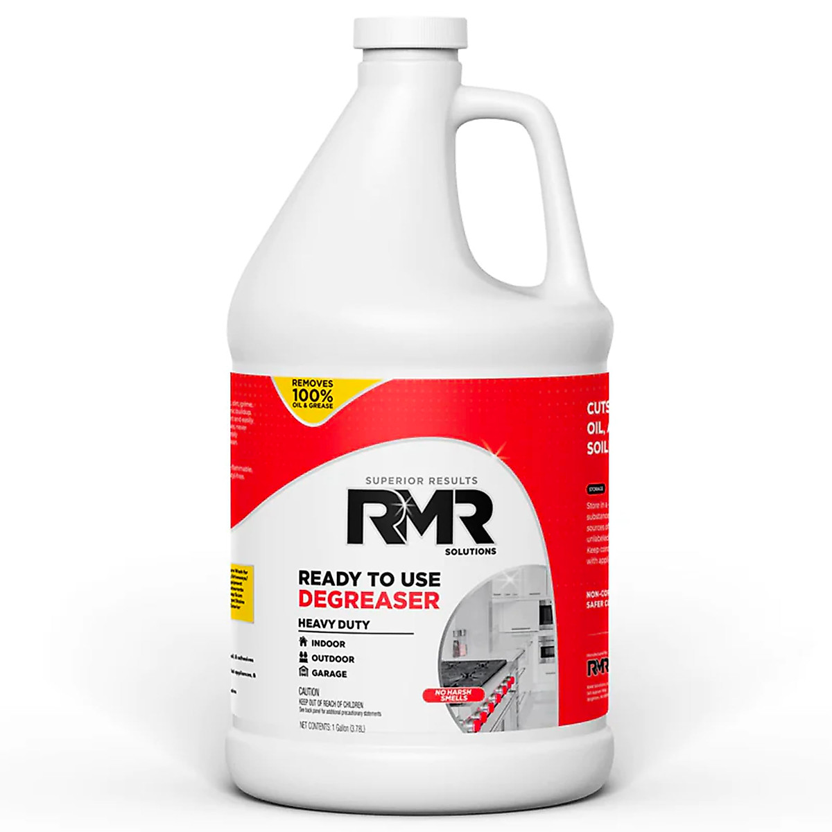 RMR Degreaser and Cleaner - Ready to Use Indoor/Outdoor Formula Works on Contact, For Heavy-Duty Cooking Surfaces, Indoor, Outdoor, Automotive, and Equipment Cleaning, 1 Gallon