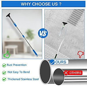 Floor Scraper, 4-inch Razor Blade with 10PCS Extra Metal Blades, Stainless Steel Material Long Handle Switchable 37.8"/52"/66" Sizes, Scraper Tool for Cleaning Stove Top, Glass, Tiles, Wall, Labels