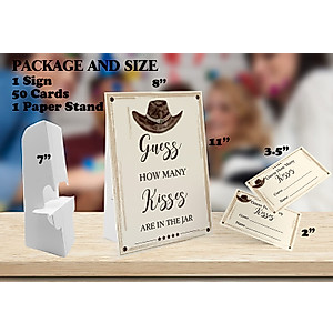 Guess How Many Kisses Are in the Jar Game-1 Standing Sign and 50 Guessing Cards, Cowboy Bridal Shower Games, Baby Shower Sign, for Boys Girls Baby Shower Favors and Weddings Party Decoration-08