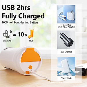 YIKHOM 12oz Portable Smoothie Blender, 10 Blades, 50W Motor, 1600mAh Battery, 3 Drinking Modes, 360 Omni-Directional Crushing, BPA-Free ABS+PCTG Material