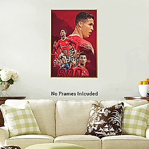 Soccer Superstar Cristiano Ronaldo Poster Wall Art, Motivational Football Star Canvas Wall Art, Cristiano Ronaldo Football Career 800 Ball Commemorative Poster for Office Home Decor, 16"x24"-Unframed