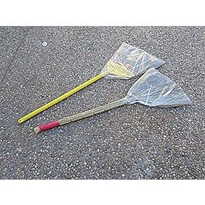 Vietnamese Original Soft Fan Straw Broom with Straw Handle (chổi lúa) 40 inch and a Plastic Handle Broom, 2 Broom