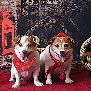 Christmas Dog Bandanas 3 Pack, Elk and Santa Bandana, Reversible Triangle Scarves for Dogs Cats Pets, Premium Durable Fabric, Adjustable Fit