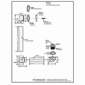 Westbrass Tip-Toe Sch. 40 PVC Bath Waste with One-Hole Elbow, Matte Black, D49321-62