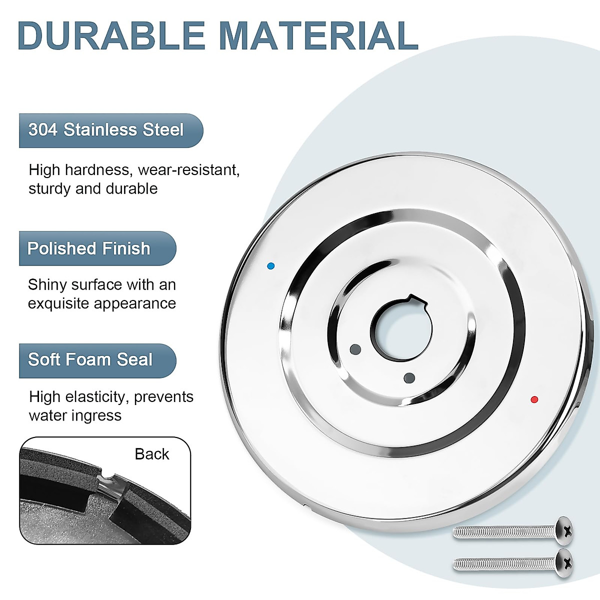 Shower Faucet Cover Plate Replacement for Moen 16090, Shower Escutcheon Plate Compatible with Most Chateau Single-handle Tub and Shower Faucets, Shower Trim Kit Parts