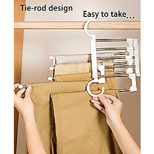 YUNAI Stainless Steel Pants Hangers Jeans Clothes Organizer Folding Storage Rack Space Saver Storage Rack for Hanging