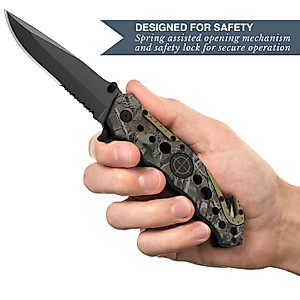 Swiss Safe 3-in-1 Tactical Knife for Military and First Responders - Hunting Camouflage