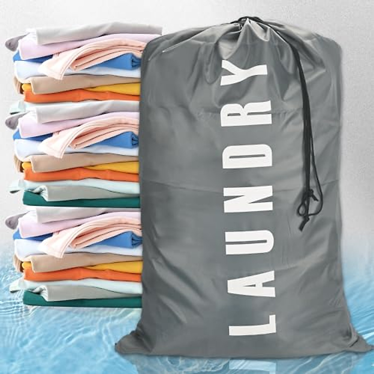 Laundry Bag - Locking Drawstring Clos.XL Travel Laundry Bag, Machine Washable Dirty Clothes Organizer, Large Enough to Hold 4 Loads of Laundry, Easy Fit a Laundry Hamper or Basket （gray，4" x 36")